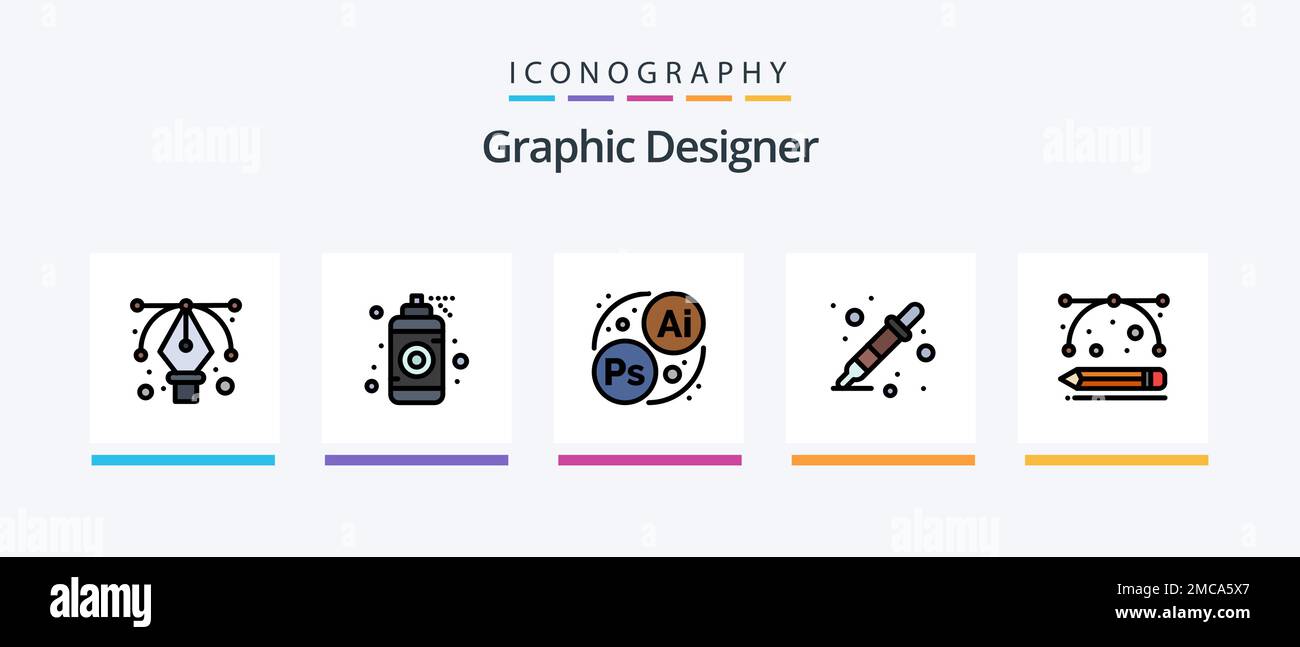 Graphic Designer Line Filled 5 Icon Pack Including creative. image ... Graphic Designer Line Filled 5 Icon Pack Including creative. image ...