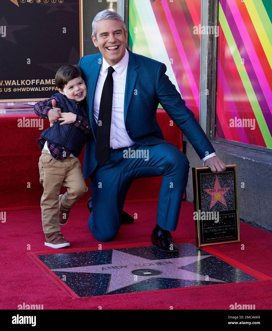 Talk show host Andy Cohen and his son Benjamin pose with Cohen's new ...
