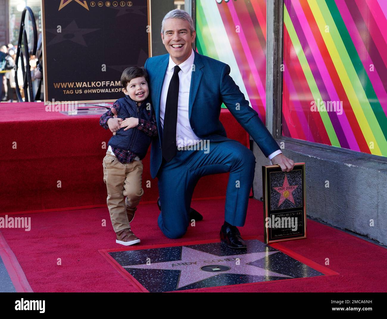 Talk show host Andy Cohen and his son Benjamin pose with Cohen's new ...