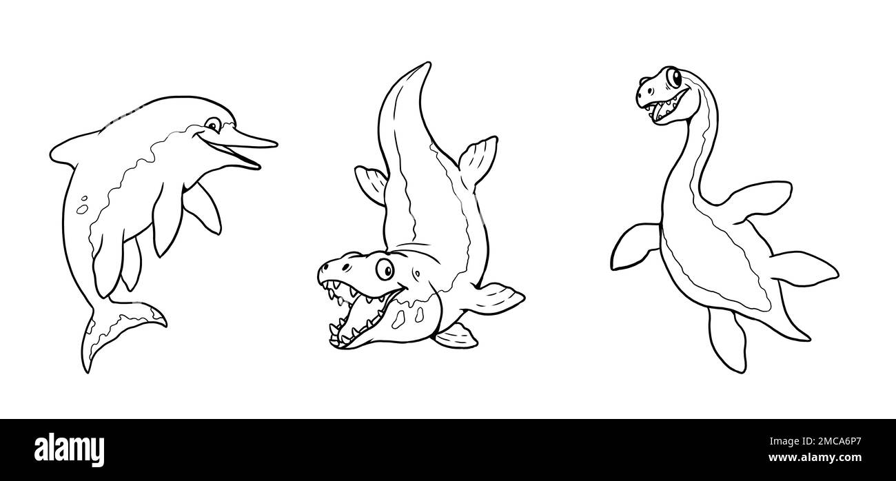 Cute dinosaur for coloring. Template for a coloring book with funny ...