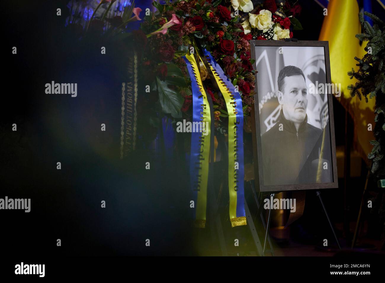 Kyiv, Ukraine. 21st Jan, 2023. The flag draped casket of Deputy ...