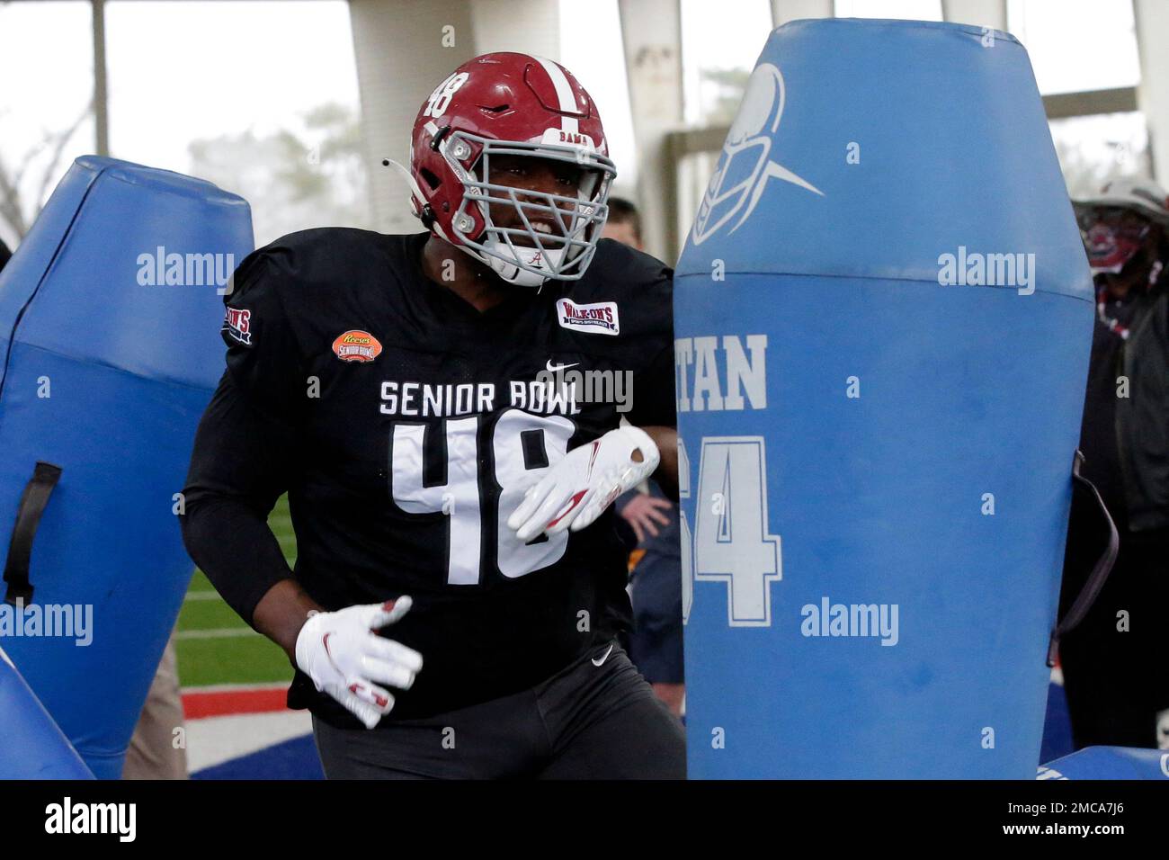 American Team defensive lineman Phidarian Mathis of Alabama (48) runs ...