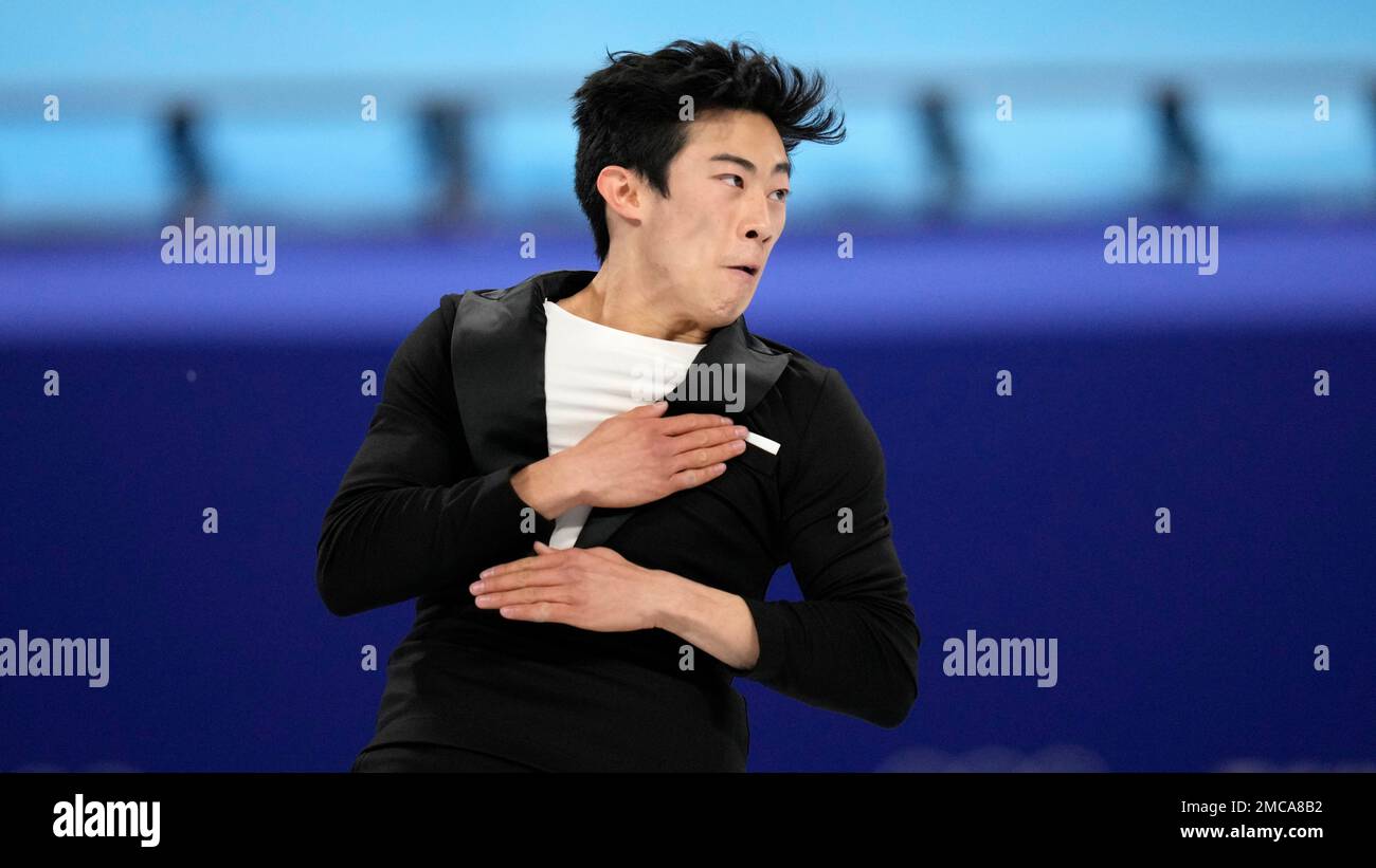Nathan Chen, of the United States, competes during the men's singles ...