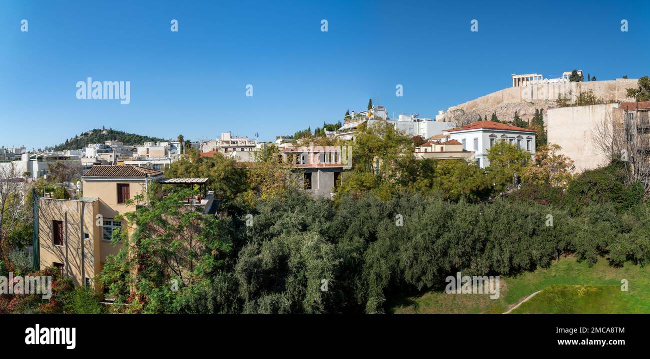 Panoramic view to the Acropolis of Athens with Parthenon all the way to ...