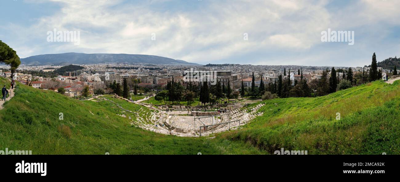 The ancient greek Theater of Dionysus (or Dionysos) is built on the ...