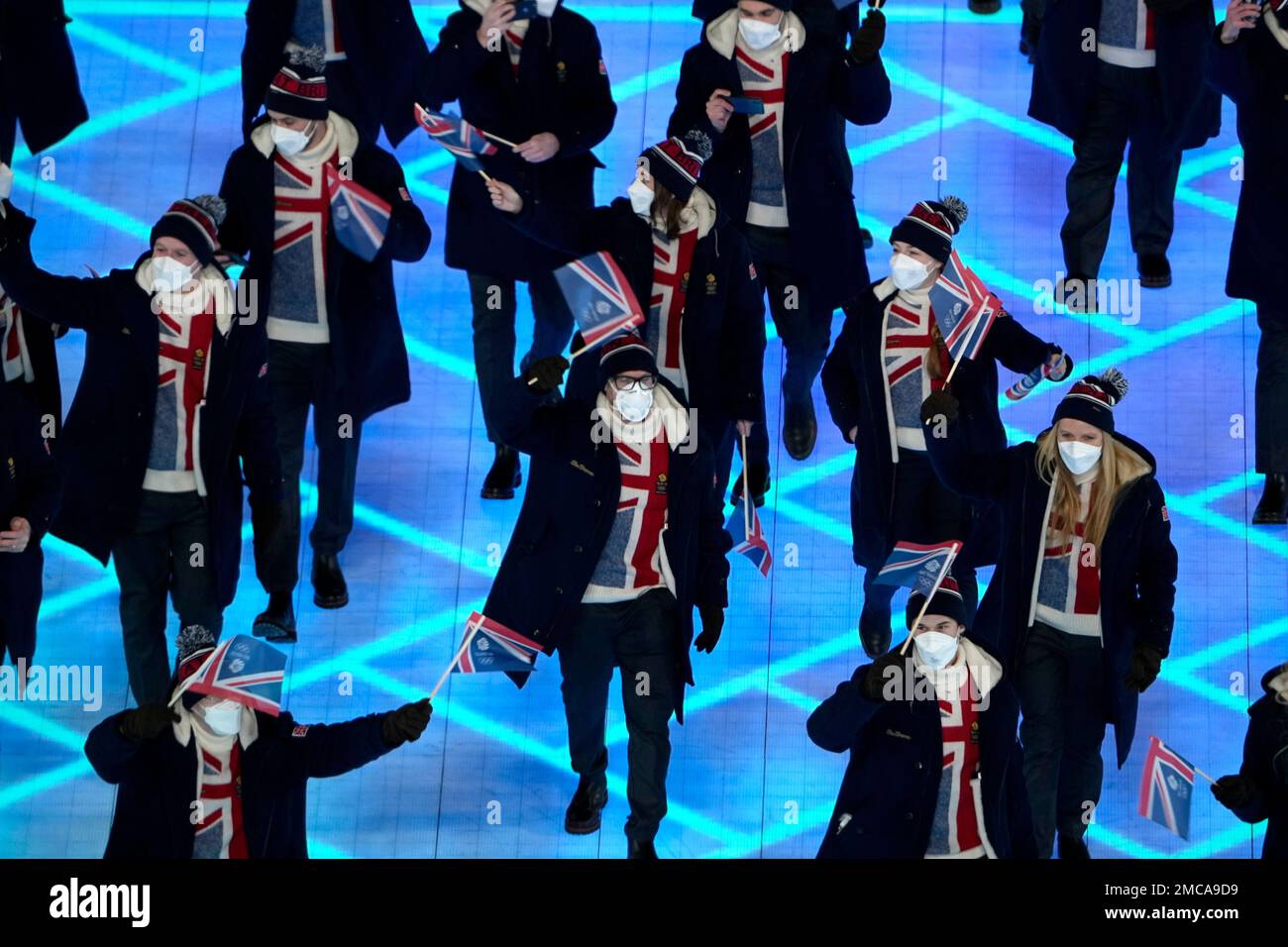 Britain arrives during the opening ceremony of the 2022 Winter Olympics ...
