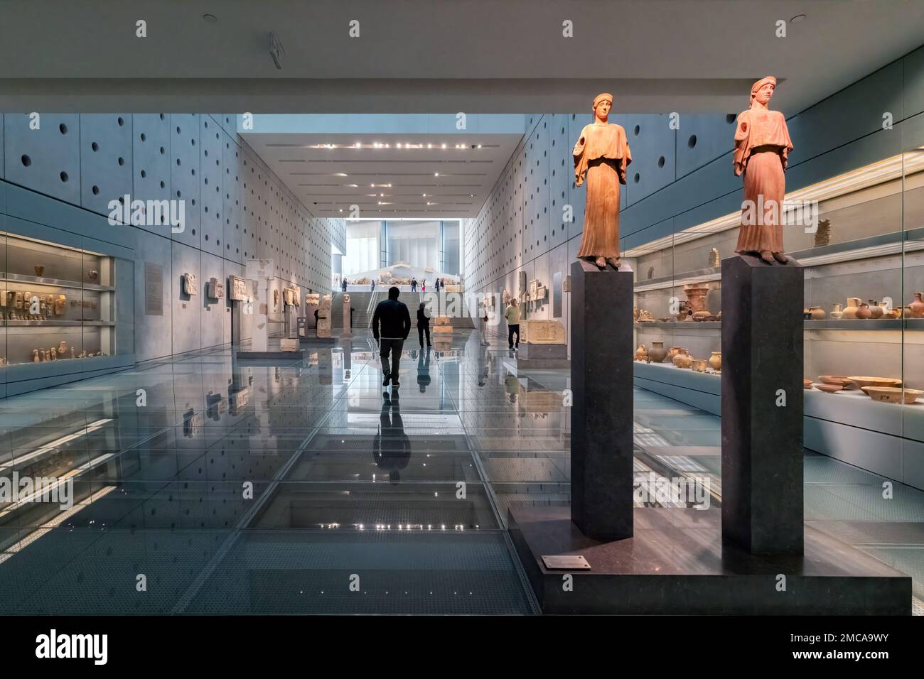 Interior panoramic view of the new Acropolis Museum in Athens city ...