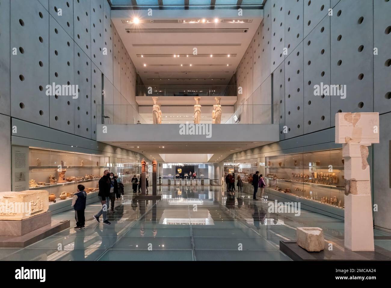 Interior panoramic view of the new Acropolis Museum in Athens city ...