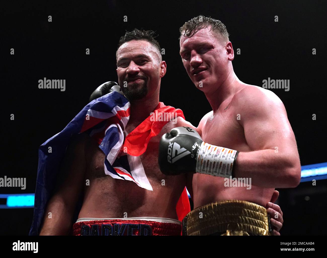 Joseph Parker (left) celebrates victory against Jack Massey in the ...