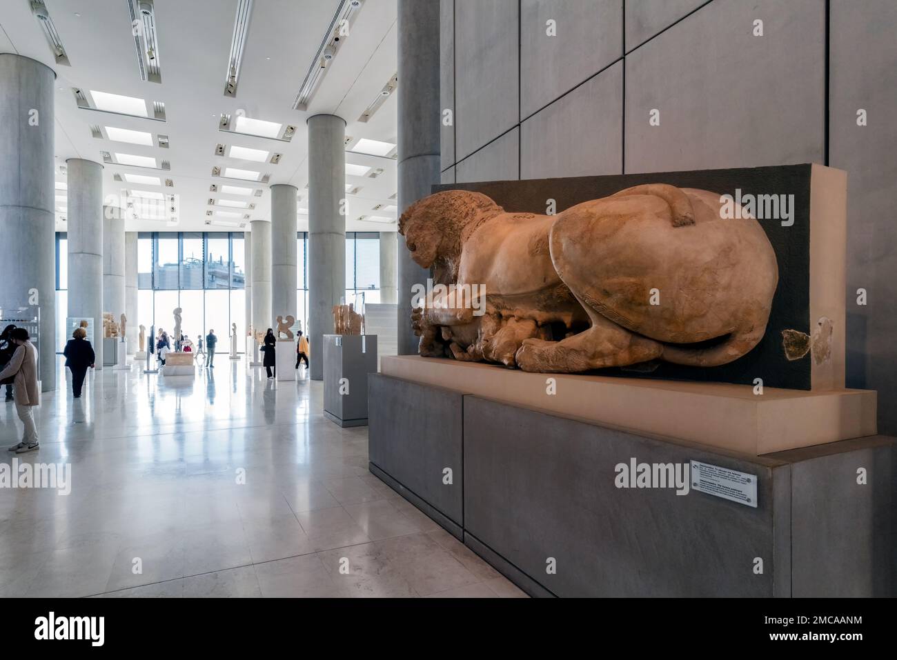 Interior view of the new Acropolis Museum in Athens (first floor ...