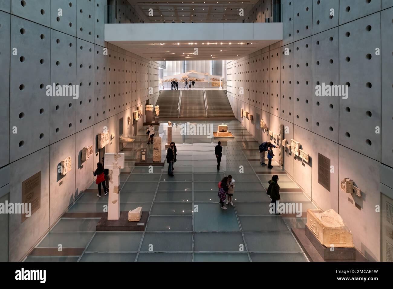 Interior panoramic view of the new Acropolis Museum in Athens city ...