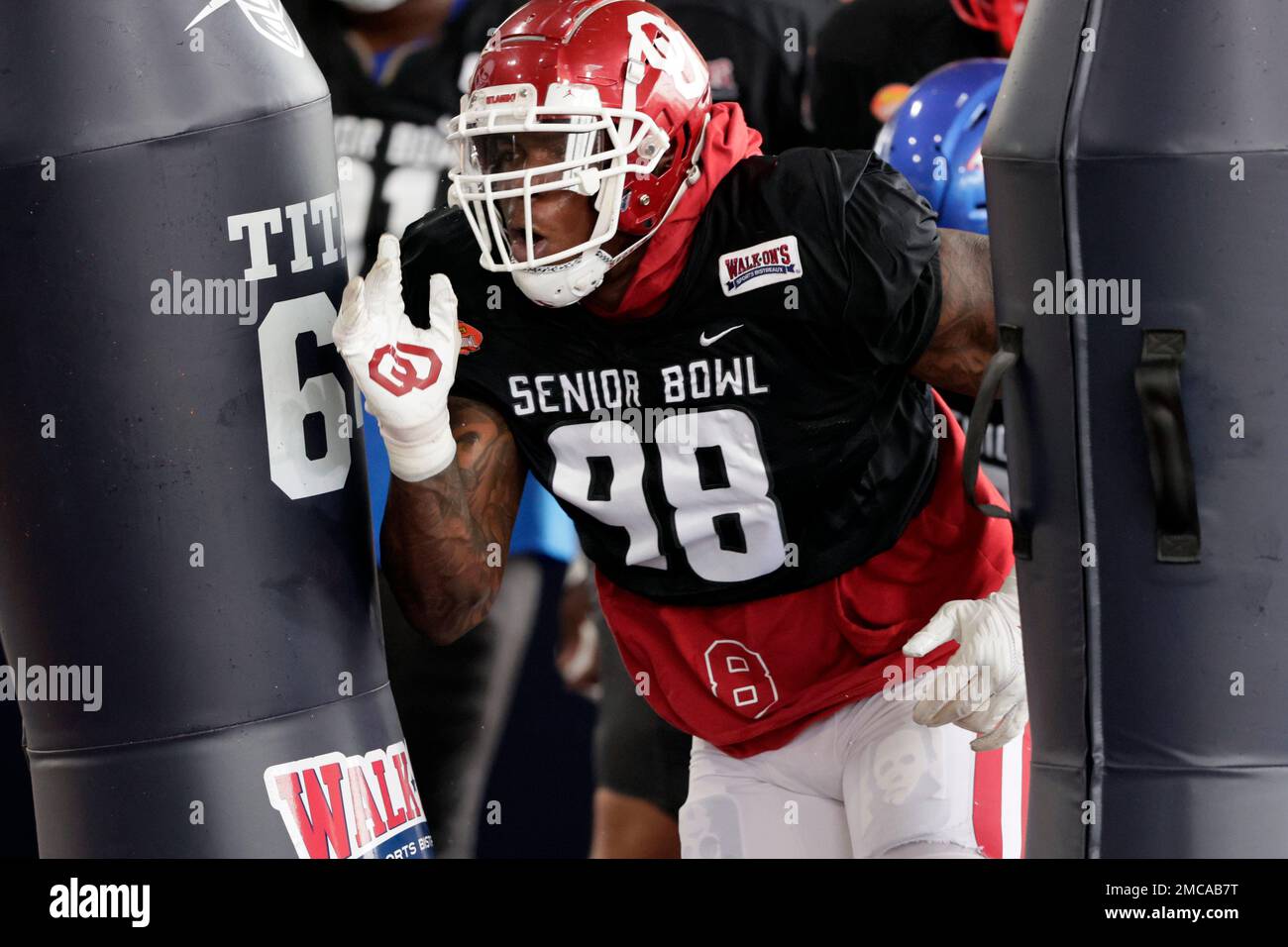National Team defensive lineman Perrion Winfrey of Oklahoma (98) runs ...