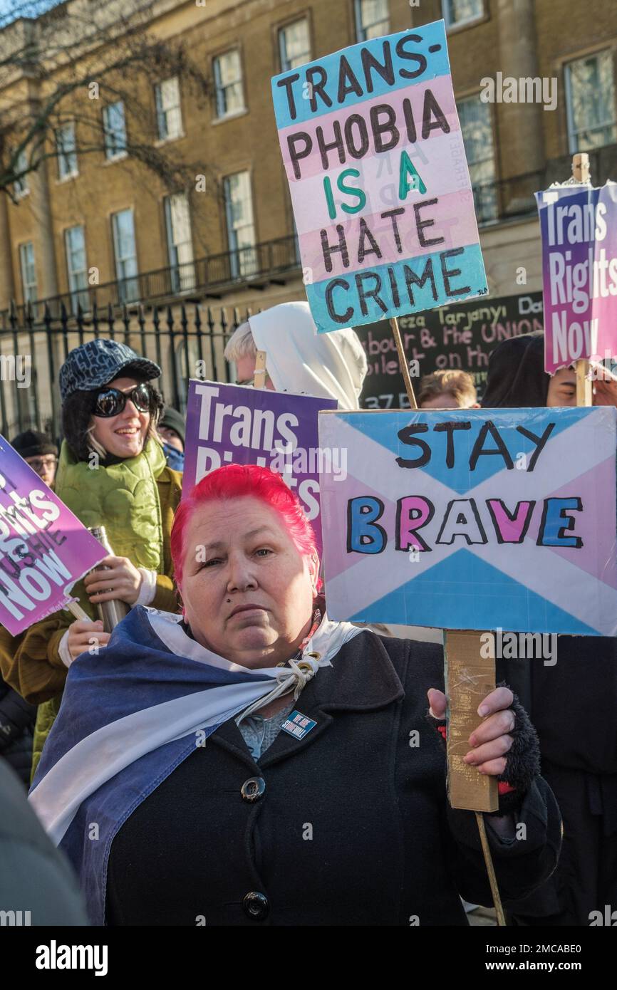 London, UK. 21 Jan 2023. A large crowd of protesters including many ...