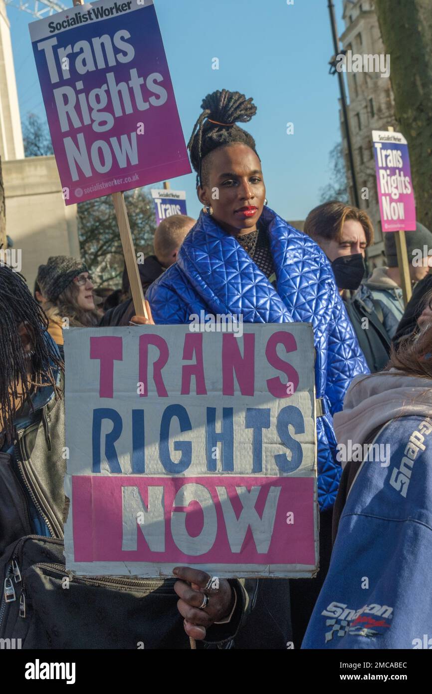 London, UK. 21 Jan 2023. A large crowd of protesters including many ...