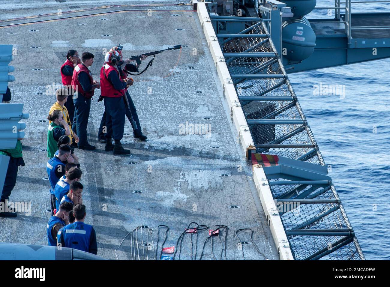 220628-N-UF592-1048 PHILIPPINE SEA (June 28, 2022) Sailors prepare to ...
