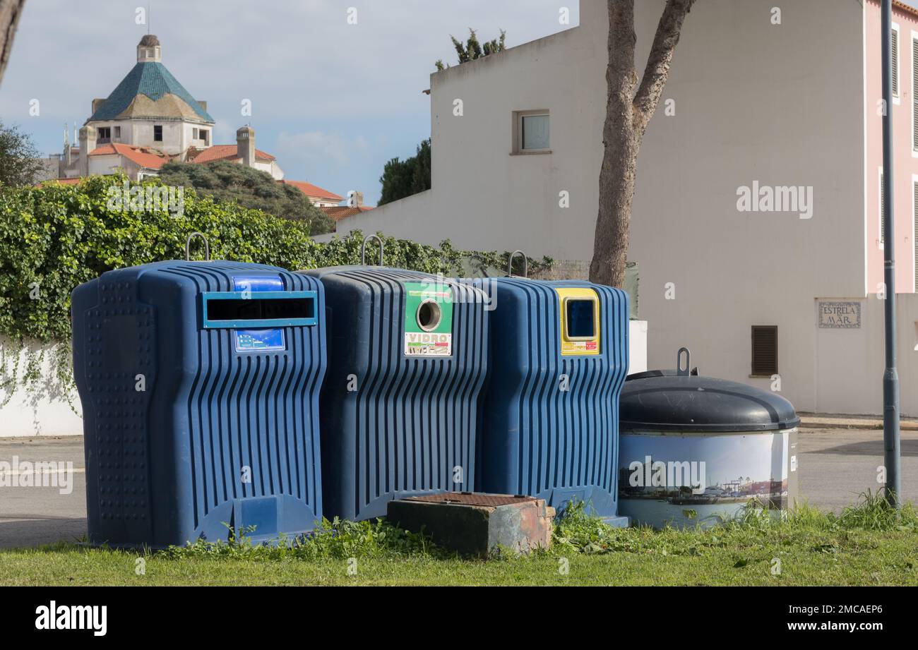 Portugal, Vilamoura, 02.01.2023. - Large recycling bins installed in ...
