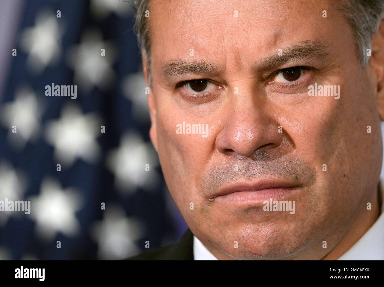 U.S. Deputy Assistant Secretary Gabriel Escobar speaks during a joint ...