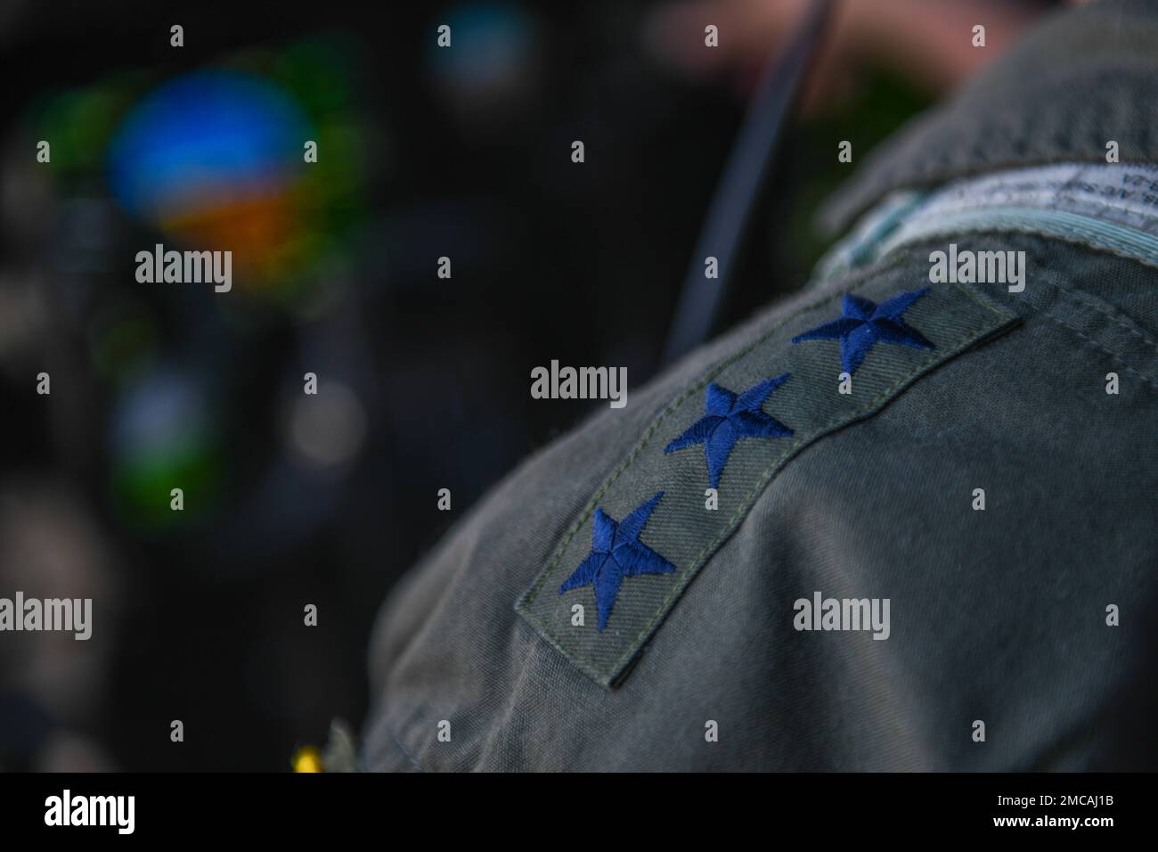 Three stars representing a lieutenant general sit on 5th Air Force ...