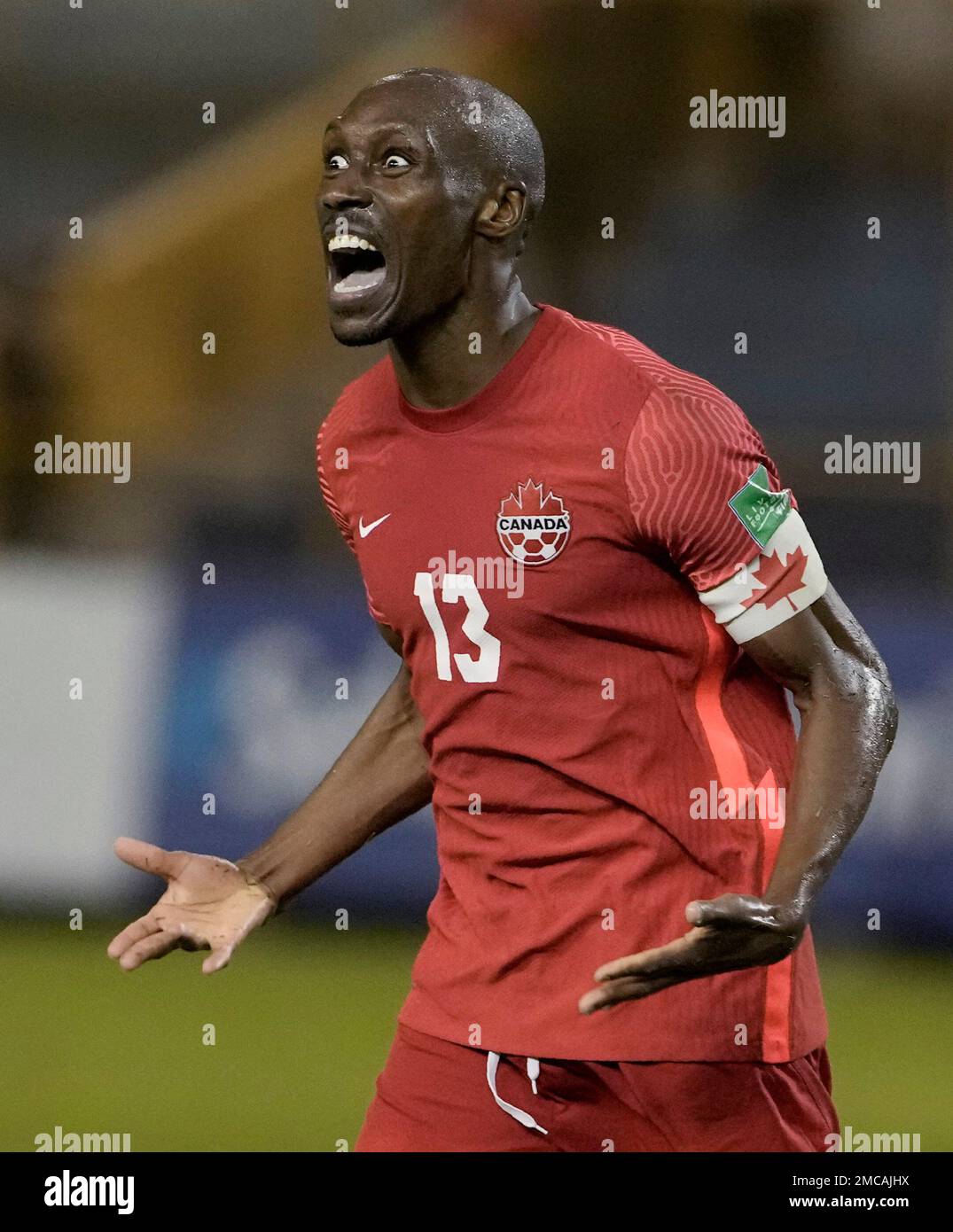 Canada's Atiba Hutchinson celebrates scoring his side's opening goal ...