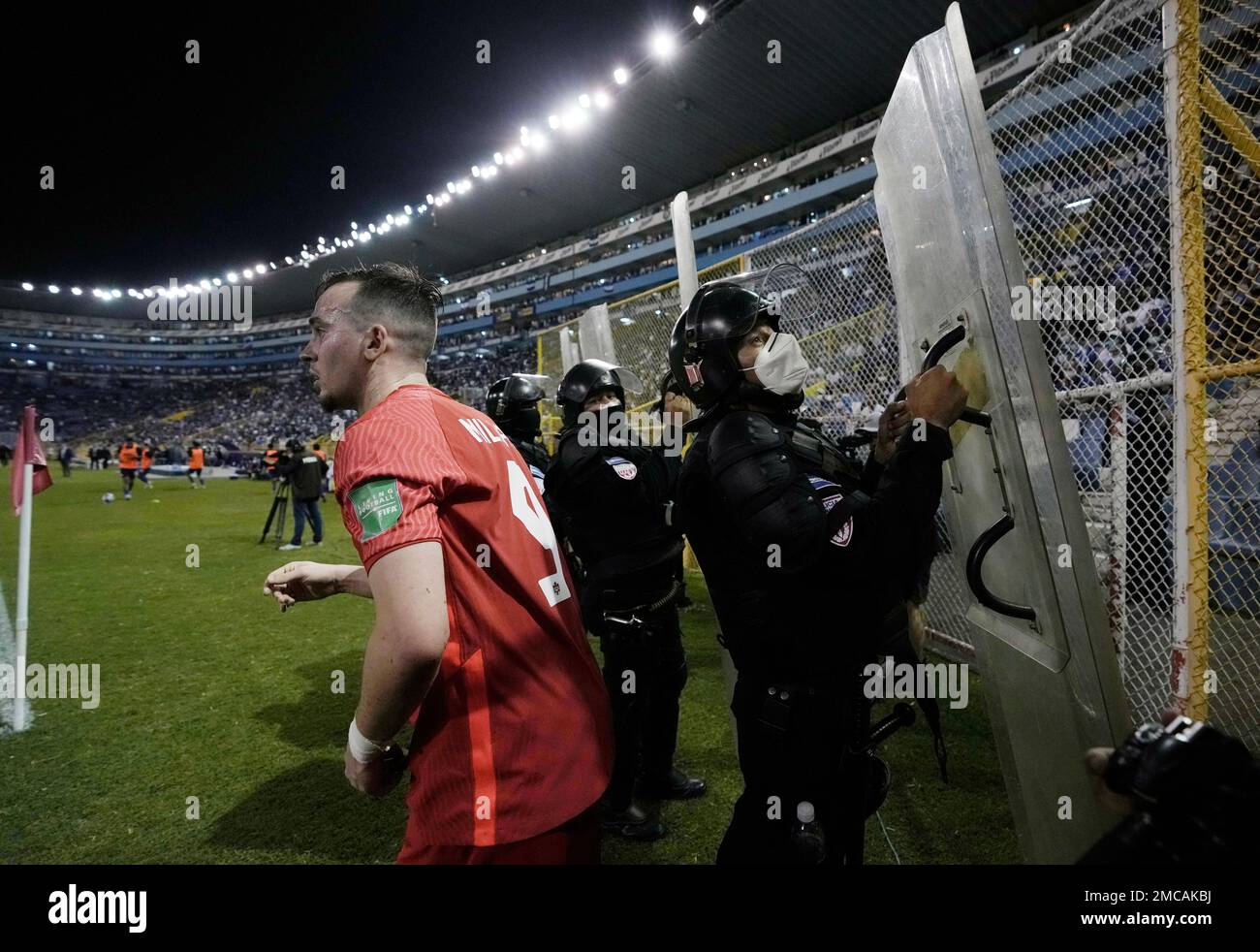 Canada's Liam Millar takes a corner kick against El Salvador during a ...