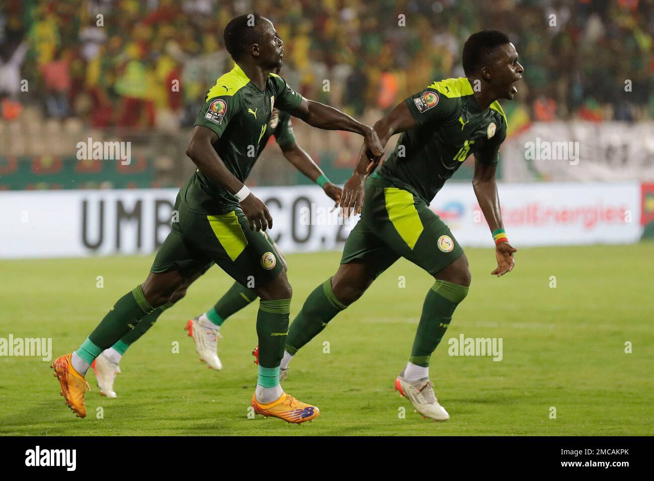 Senegal's Sadio Mane, left, and Senegal's Bamba Dieng, right, celebrate ...