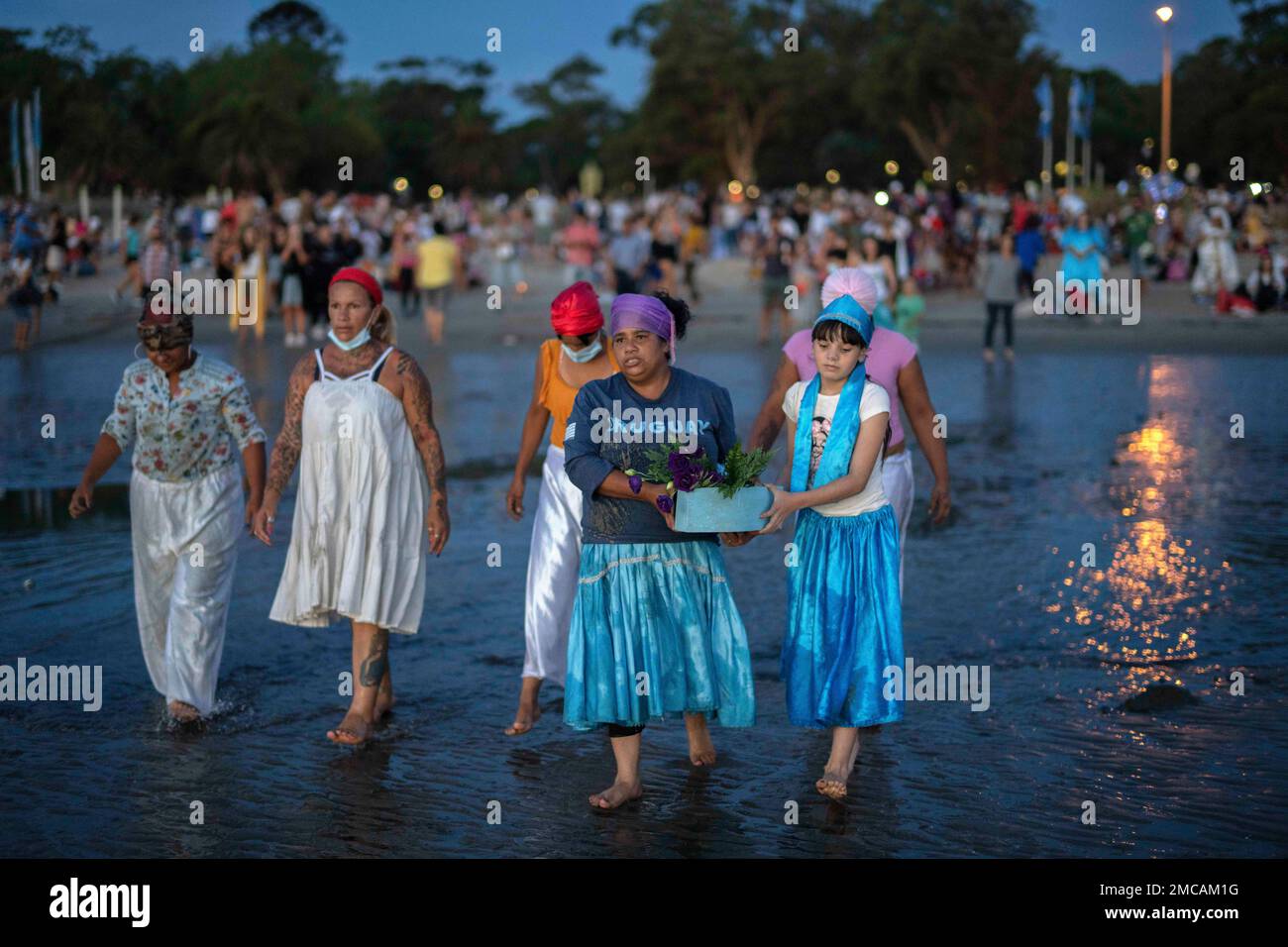 People participate in a ritual for the African sea goddess Yemanja at ...