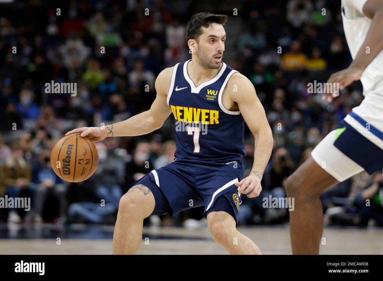 Denver Nuggets guard Facundo Campazzo plays against the Minnesota ...
