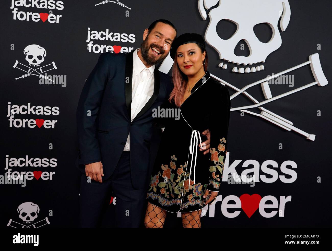 Chris Pontius poses with his wife Mae at the premiere of the film ...