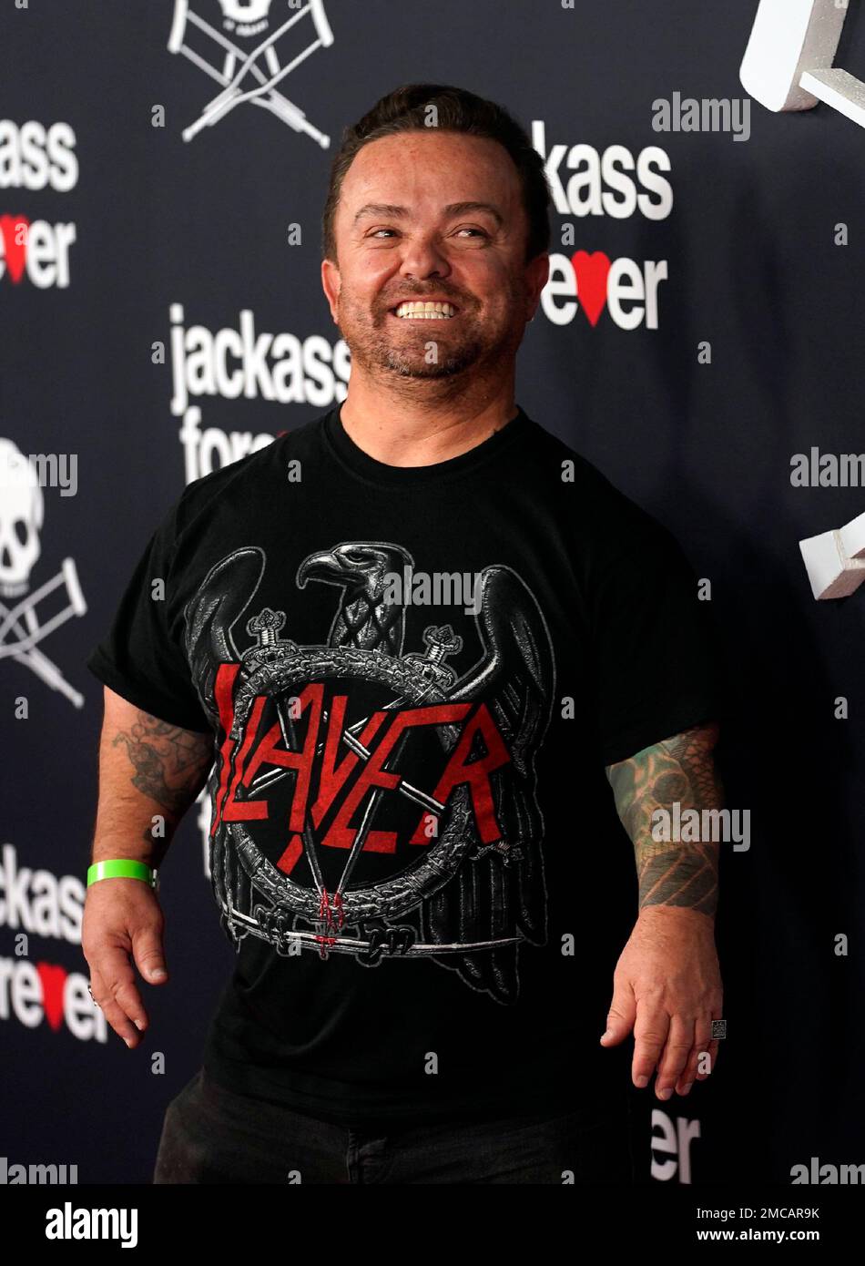 Jason "Wee Man" Acuna poses at the premiere of the film "Jackass ...