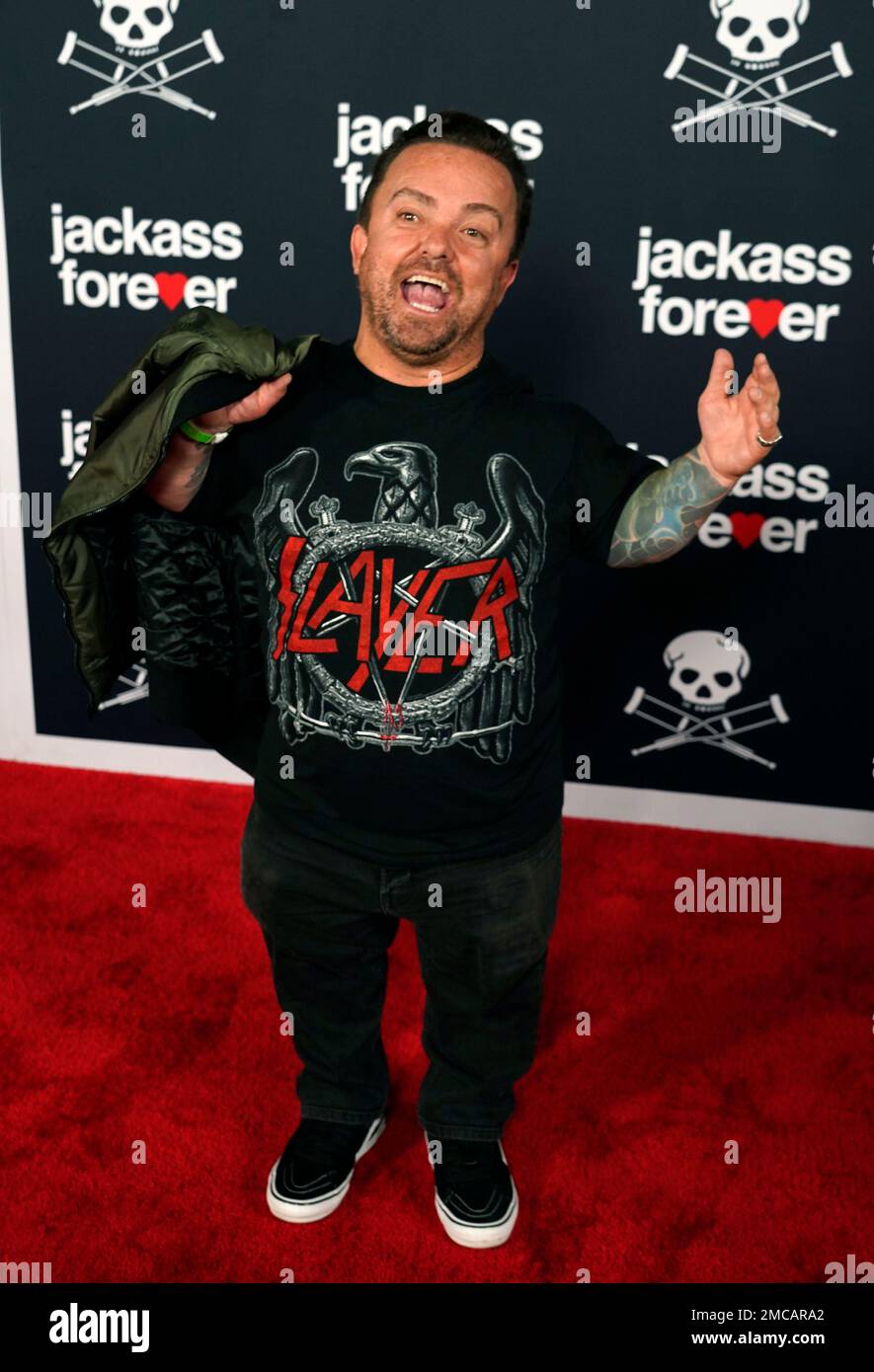 Jason "Wee Man" Acuna poses at the premiere of the film "Jackass ...