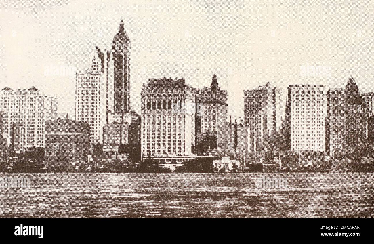 View from the bay to the New York waterfront. Photo from 1905 Stock ...