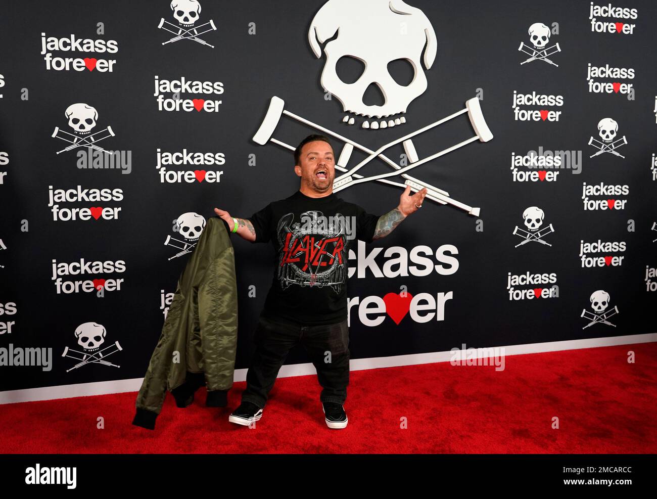 Jason "Wee Man" Acuna poses at the premiere of the film "Jackass ...