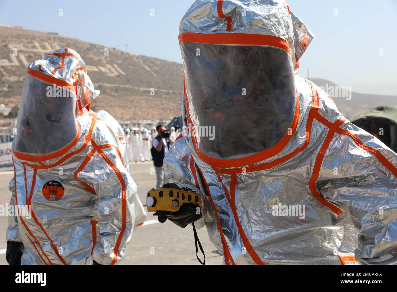 Moroccan Royal Army members continue to monitor agents in the air after ...