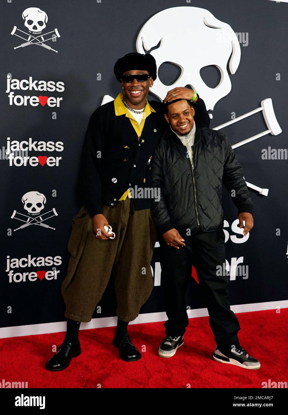 Tyler, the Creator, left, and Jasper Wilson, cast members in "Jackass ...