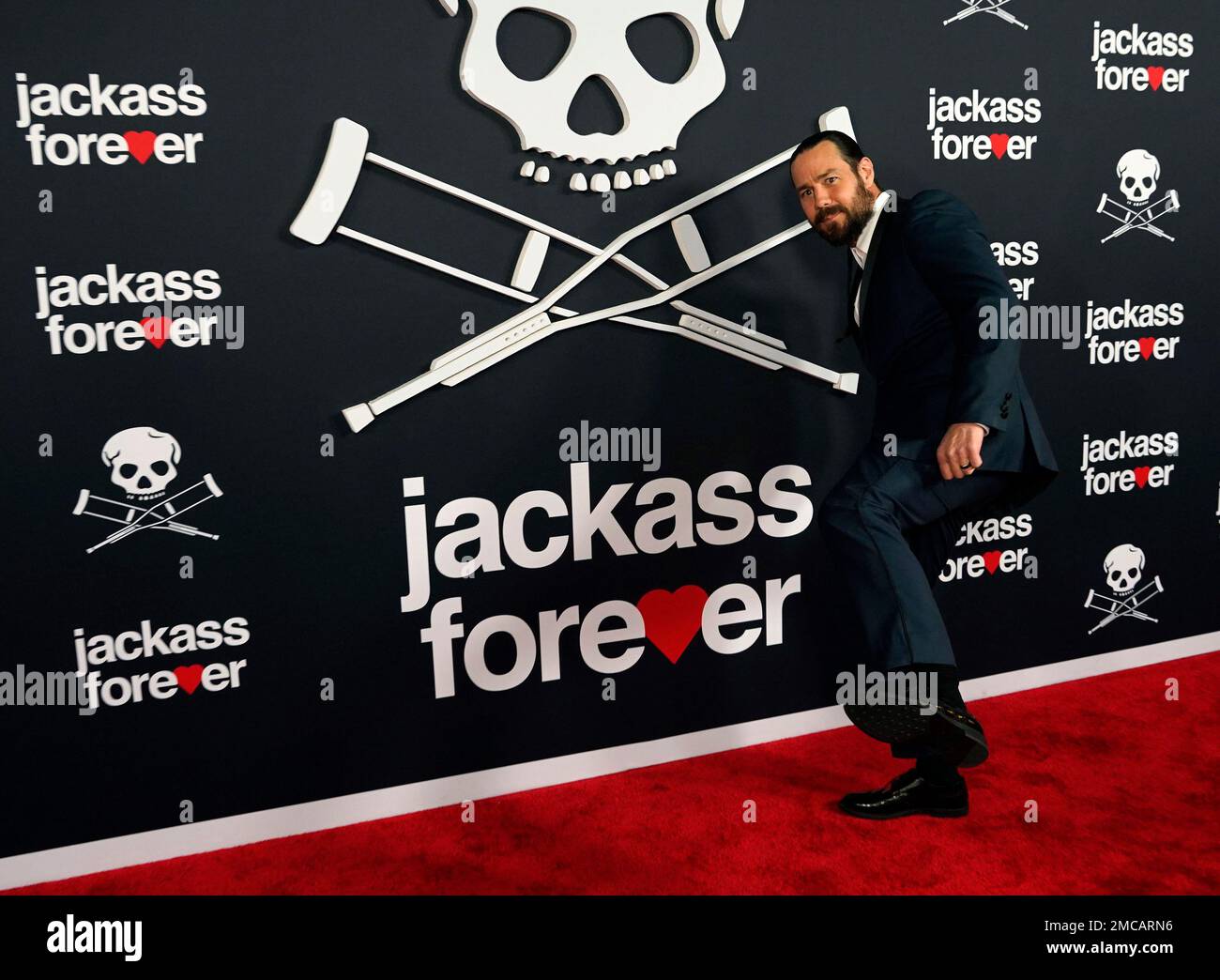 Chris Pontius, a cast member in "Jackass Forever," poses at the ...