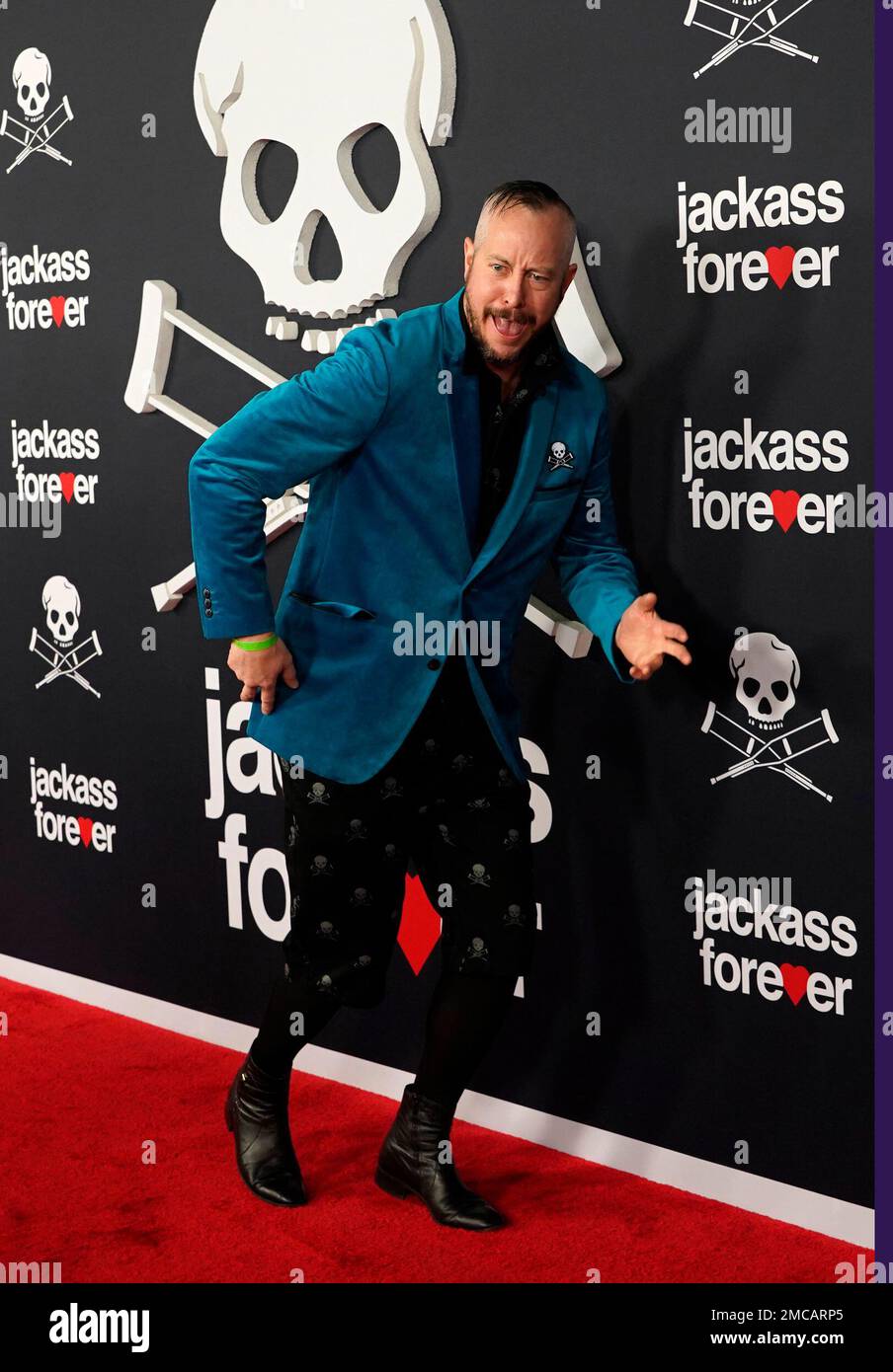 "Danger Ehren" McGehey, a cast member in "Jackass Forever," poses at ...