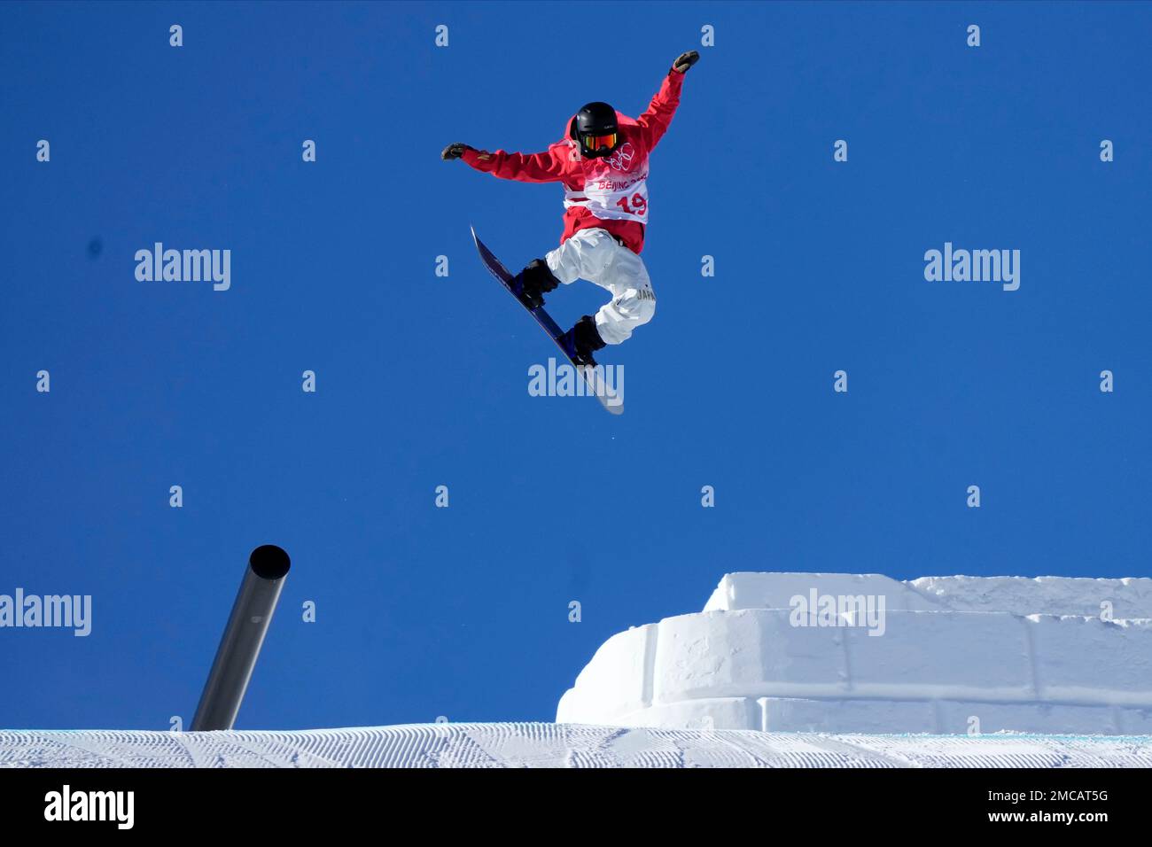 Japan's Kaito Hamada catches air on the slopestyle course ahead of the ...