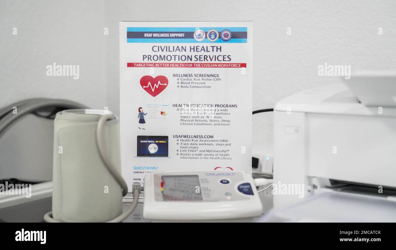 A Civilian Health Promotion Services flyer is displayed in the CHPS ...
