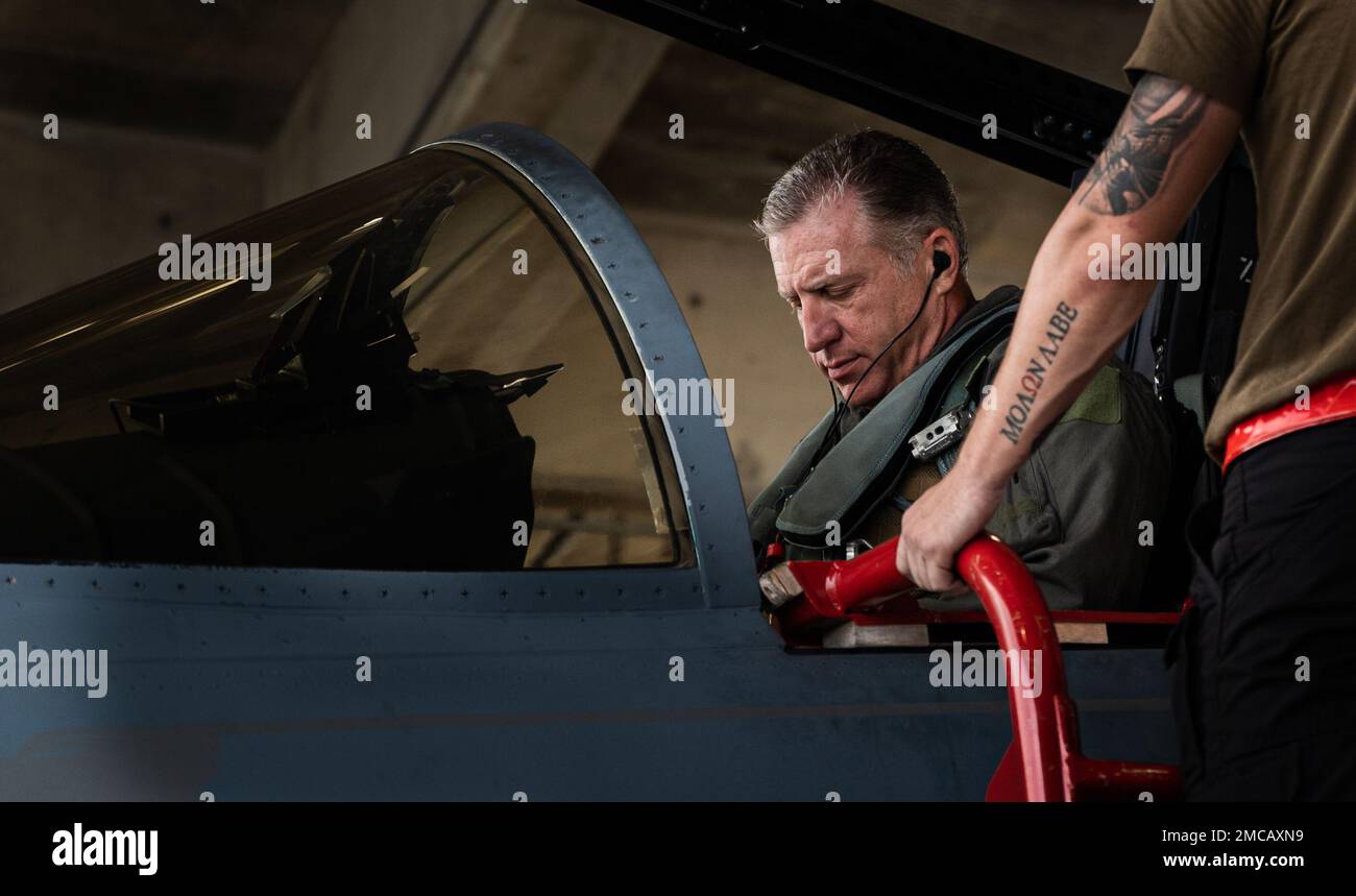 U.S. Air Force Brig. Gen. David Eaglin, 18th Wing commander, conducts ...