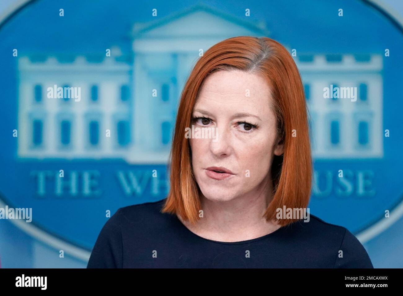 White House press secretary Jen Psaki speaks during a press briefing at ...