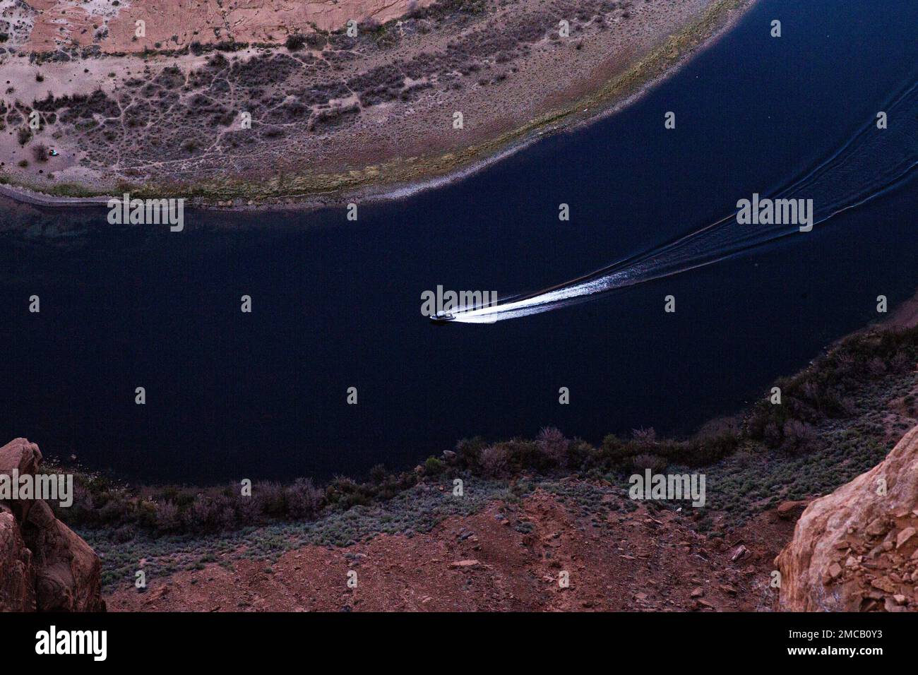 A top shot of the boat on a river Stock Photo - Alamy