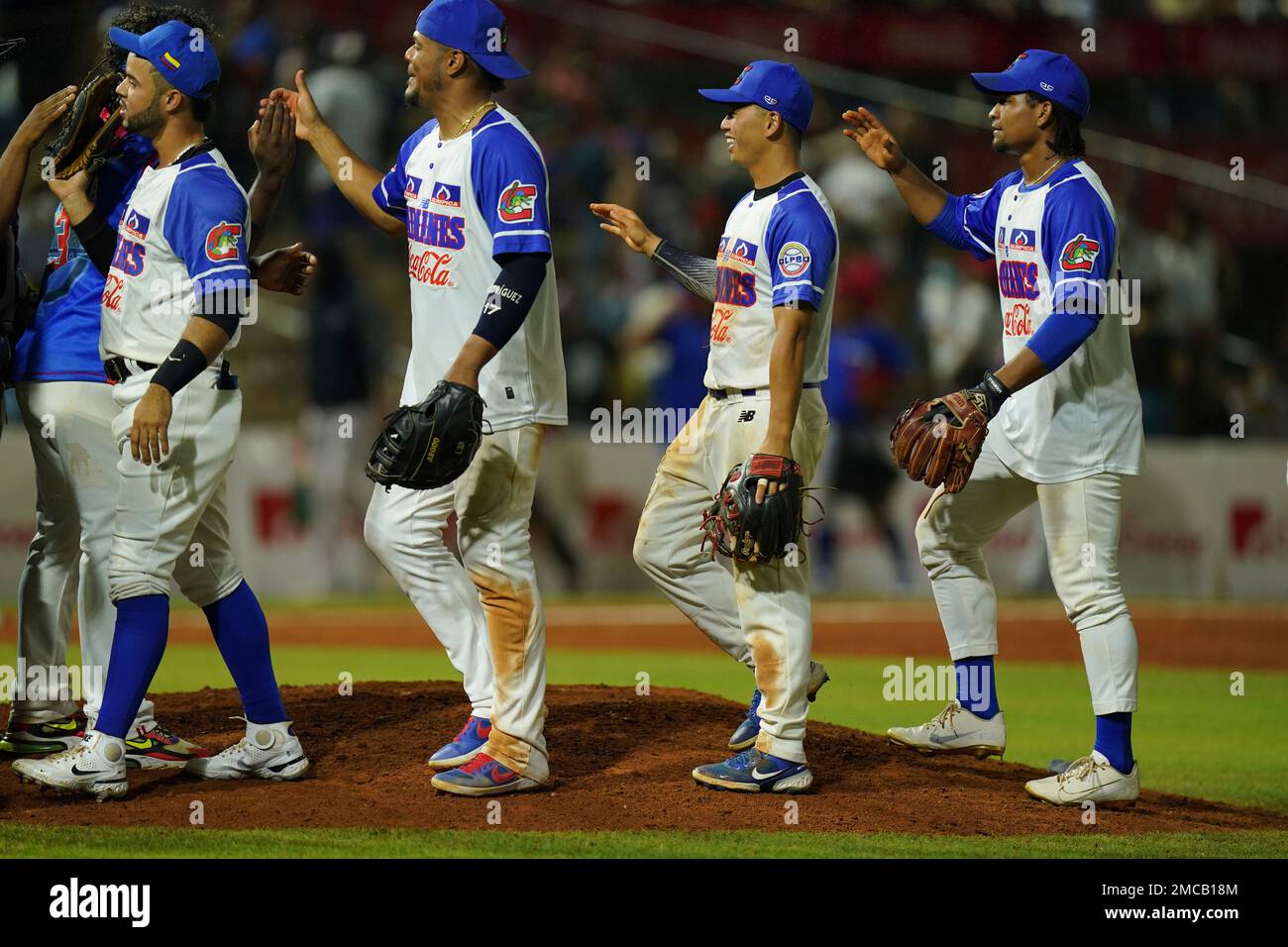 Players of Colombia celebrate their 2-1 victory over the Dominican ...