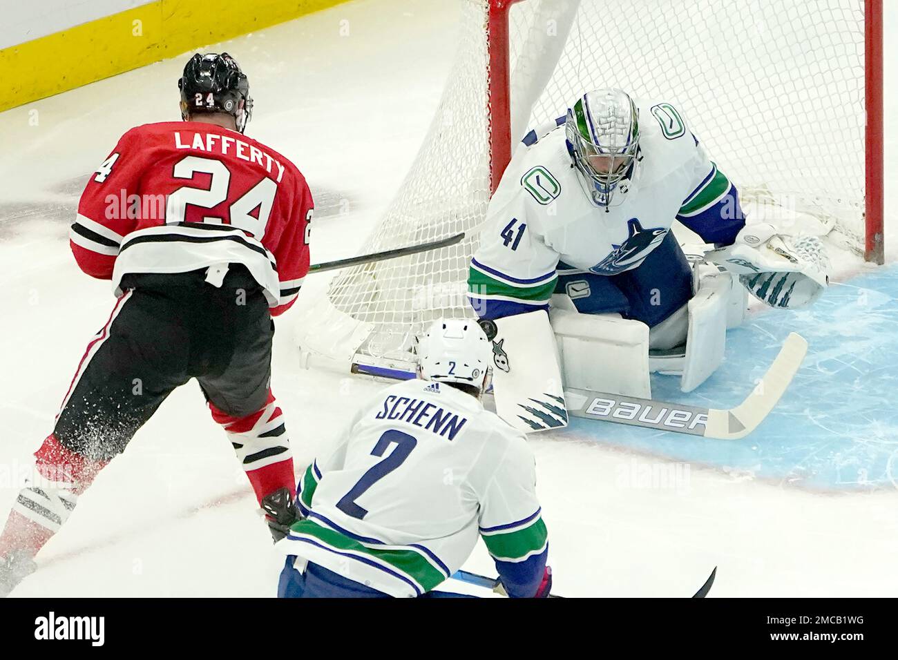 Vancouver Canucks goaltender Jaroslav Halak (41) makes a save as ...