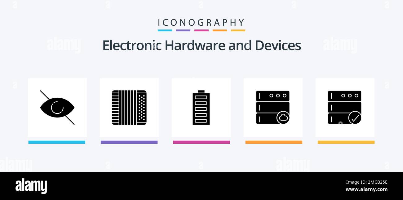 Devices Glyph 5 Icon Pack Including server. backup. electric. server. cloud. Creative Icons ...