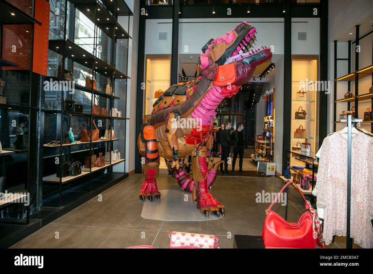 Rexy the Tyrannosaurus Rex, made from purses, backpacks, handbags ...