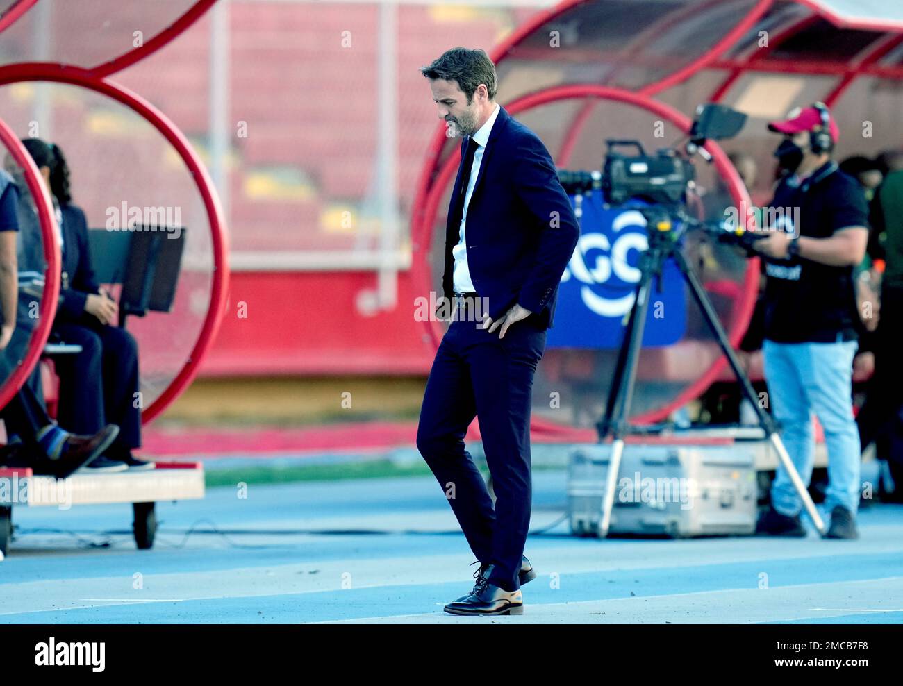 Panama's coach Thomas Christiansen walks during a qualifying soccer ...