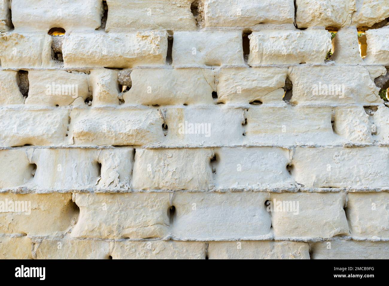 Old ancient brick wall affected by corrosion somewhere in Malta Stock ...