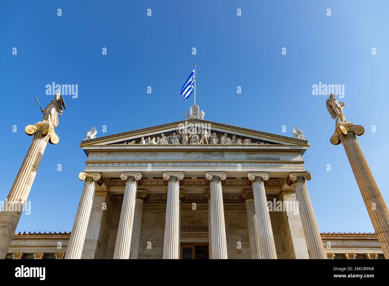 A picture of the Academy of Athens., with the Apollo Column on the ...