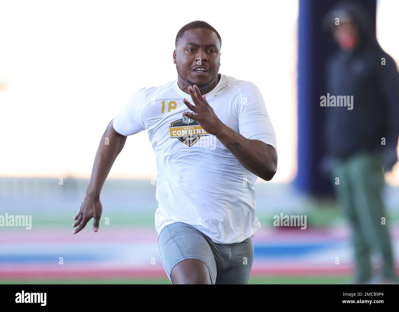North Carolina A&T wide receiver Korey Banks runs the 40-yard dash at ...