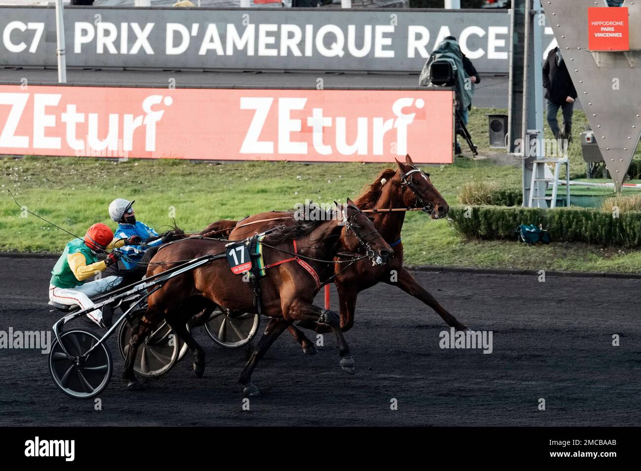 France's Nicolas Bazire, left, races to win the Grand Prix d'Amerique ...